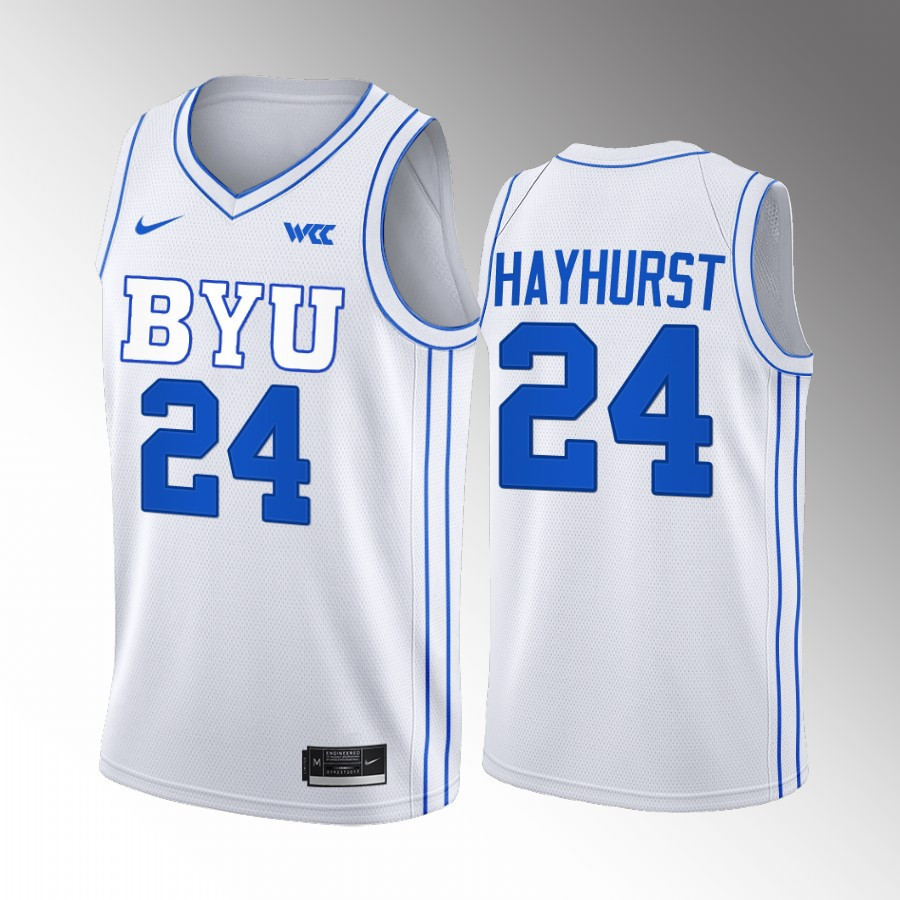 Tanner Hayhurst 24 BYU Cougars White Jersey 2022-23 College Basketball ...