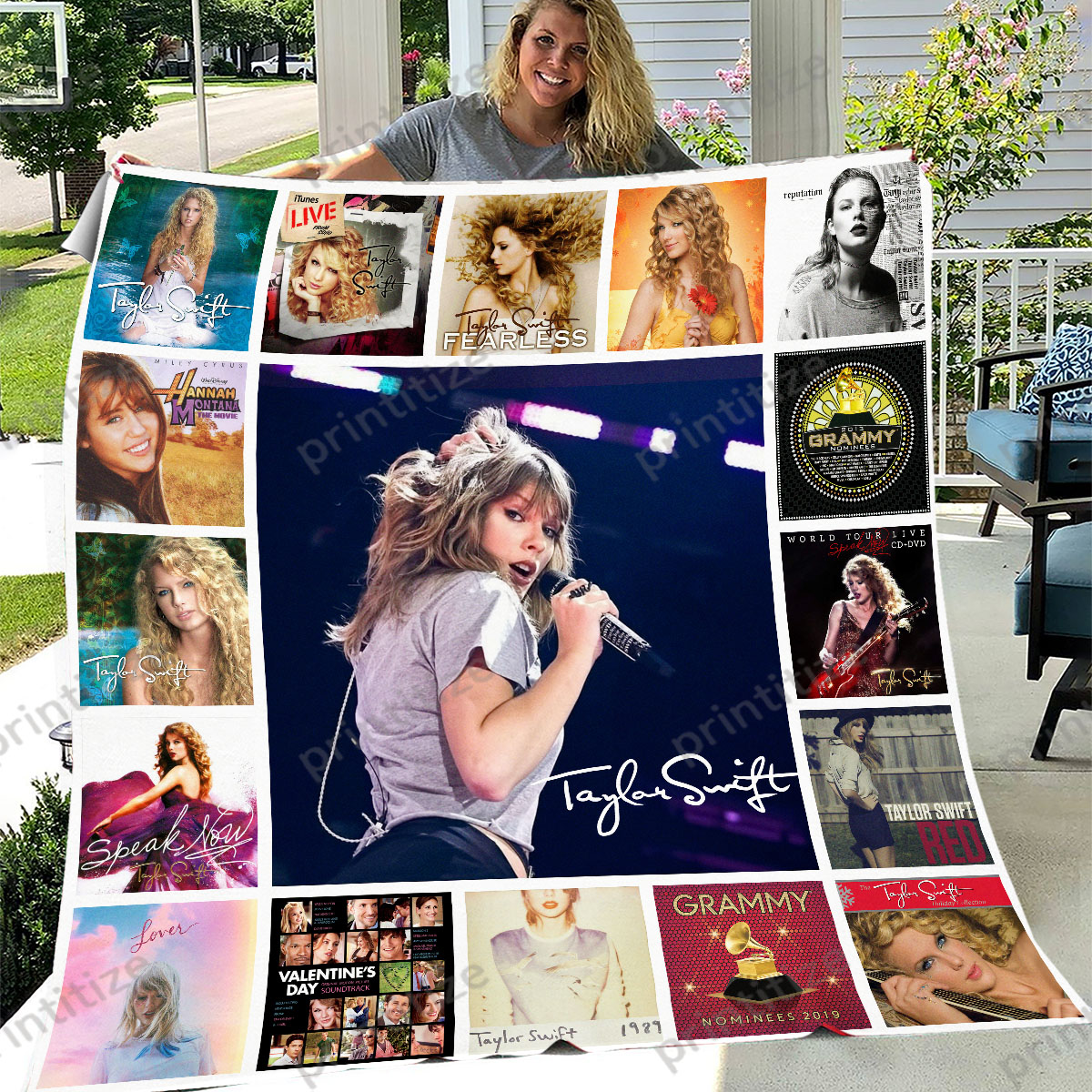 Taylor Alison Swift American Singer Album Covers Blanket - Bluefink