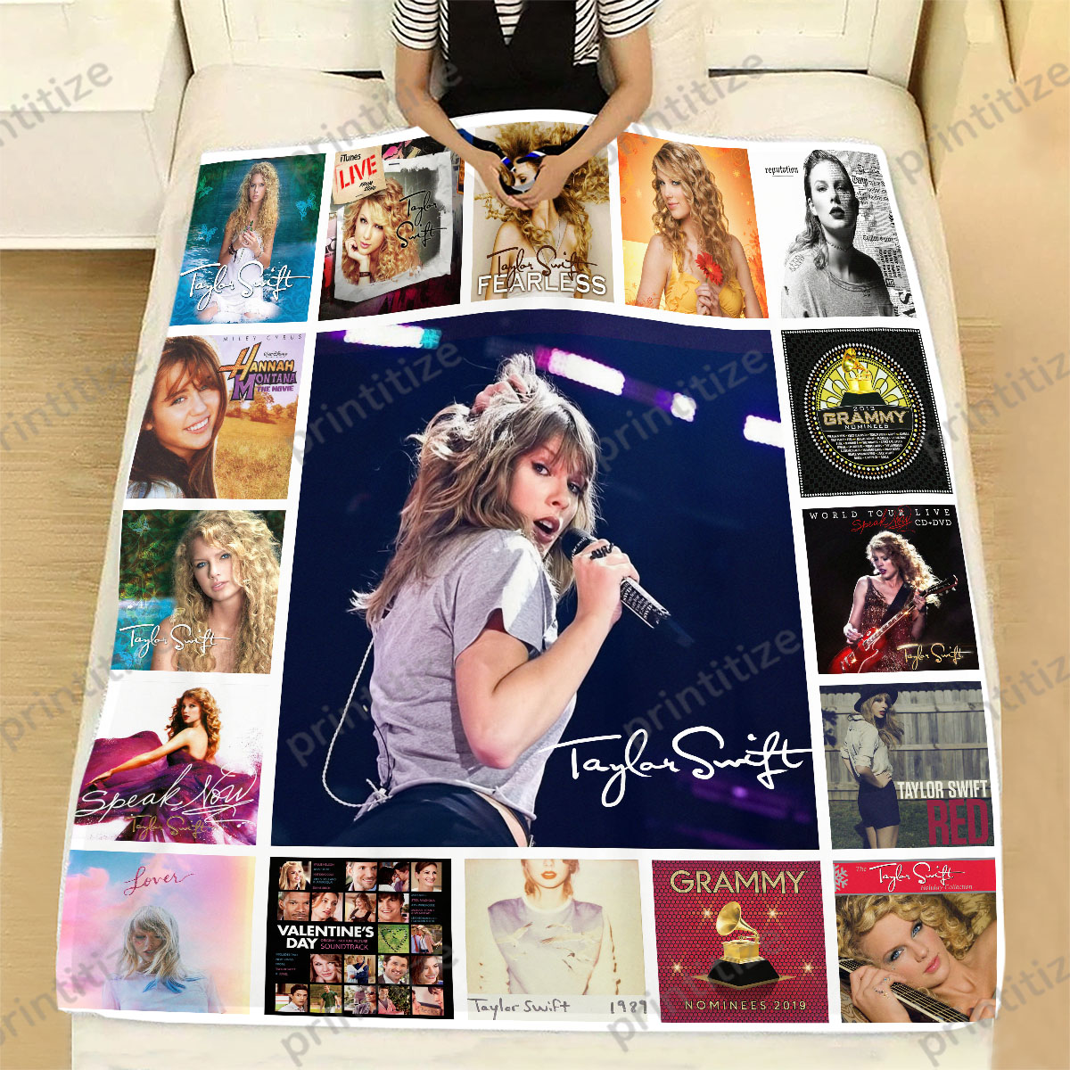 Taylor Alison Swift American Singer Album Covers Blanket - Bluefink