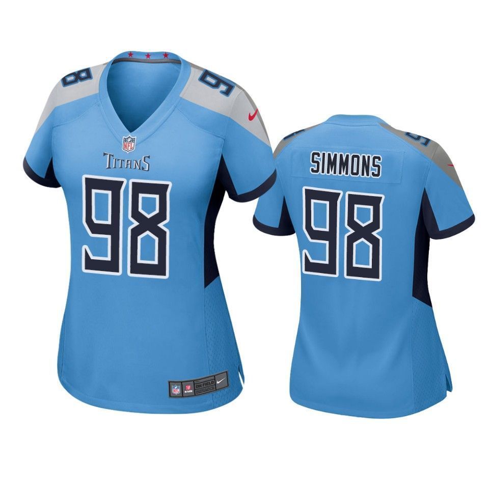 Tennessee Titans Jeffery Simmons 2019 Nfl Draft Light Blue Game Womens ...
