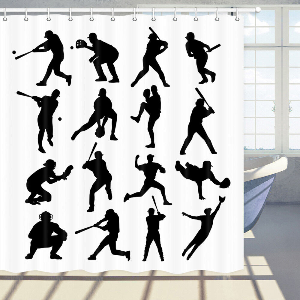 Training Posture Baseball Shower Curtain for Sports Bathroom Decor ...