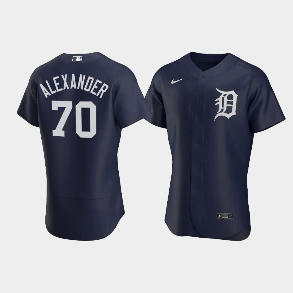 Tyler Alexander 70 Detroit Tigers Team Logo Navy Alternate Jersey ...