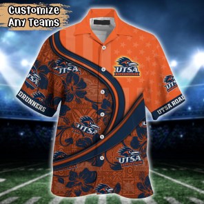 UTSA Roadrunners NCAA US Flag Flower Hawaii Shirt For Fans - Bluefink