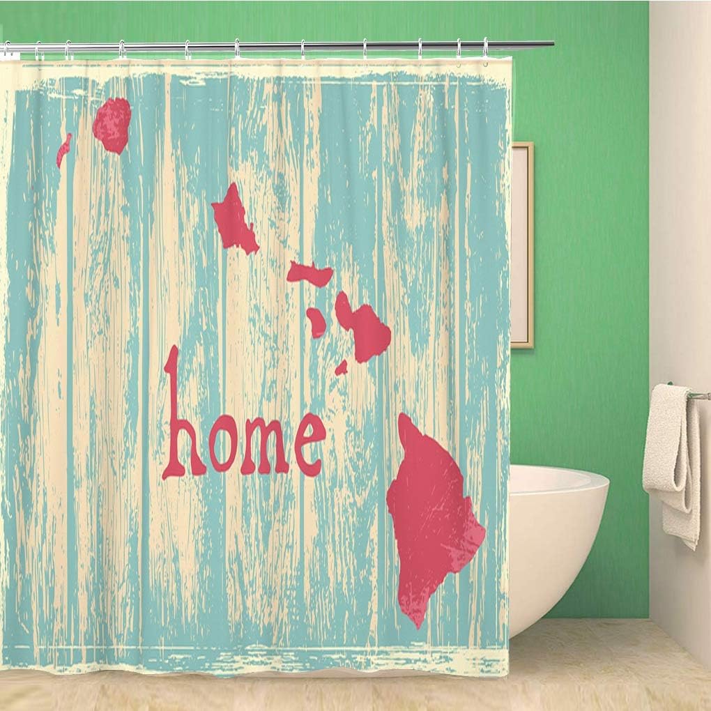Vintage Rustic Hawaii State Sign Shower Curtain - Nostalgic Area Fabric ...