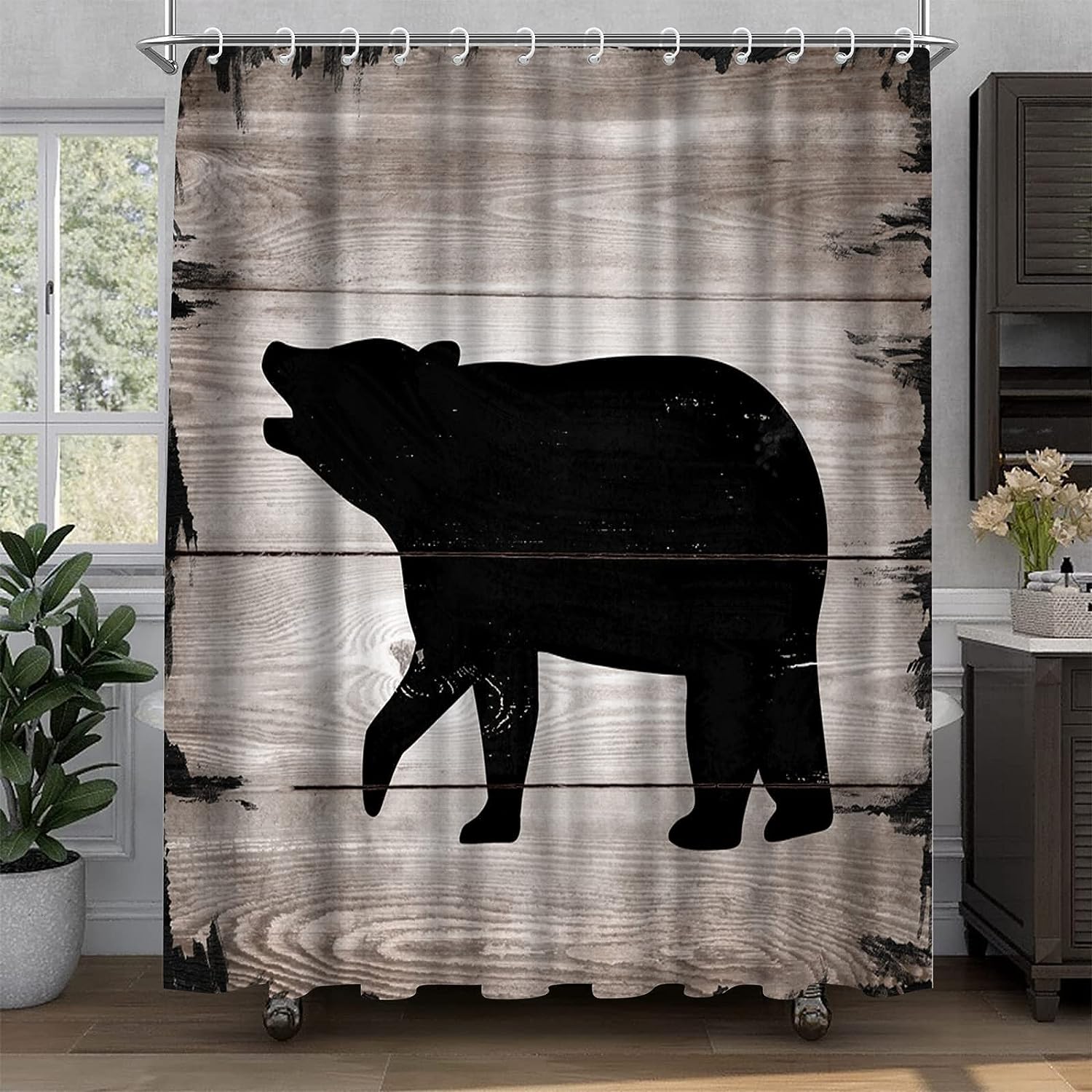 Wild Animal Themed Shower Curtain with Modern Design for Bathroom Decor ...