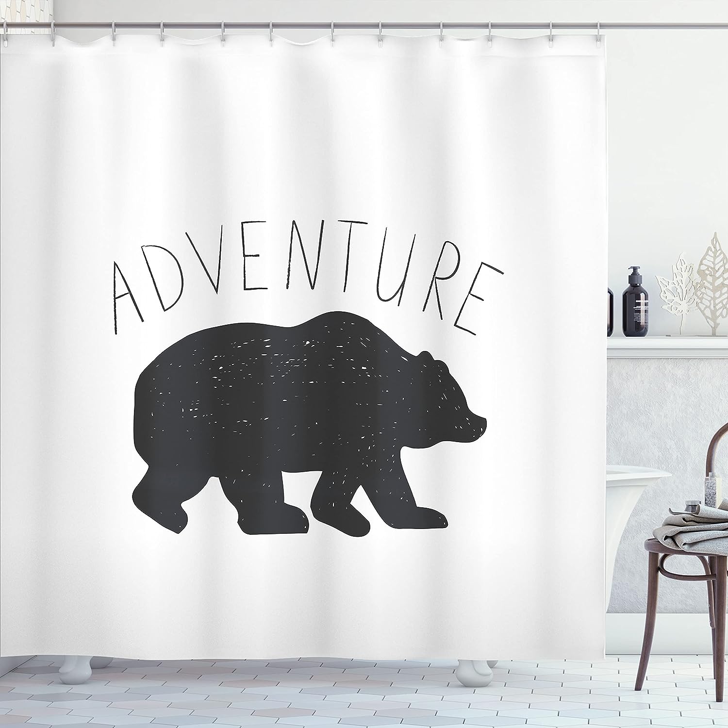 Wild Bear Zoo Animal Shower Curtain - Adventure Bathroom Decor - Bluefink