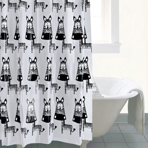Zebra Stripes Shower Curtain - Black and White Bathroom Decor with ...