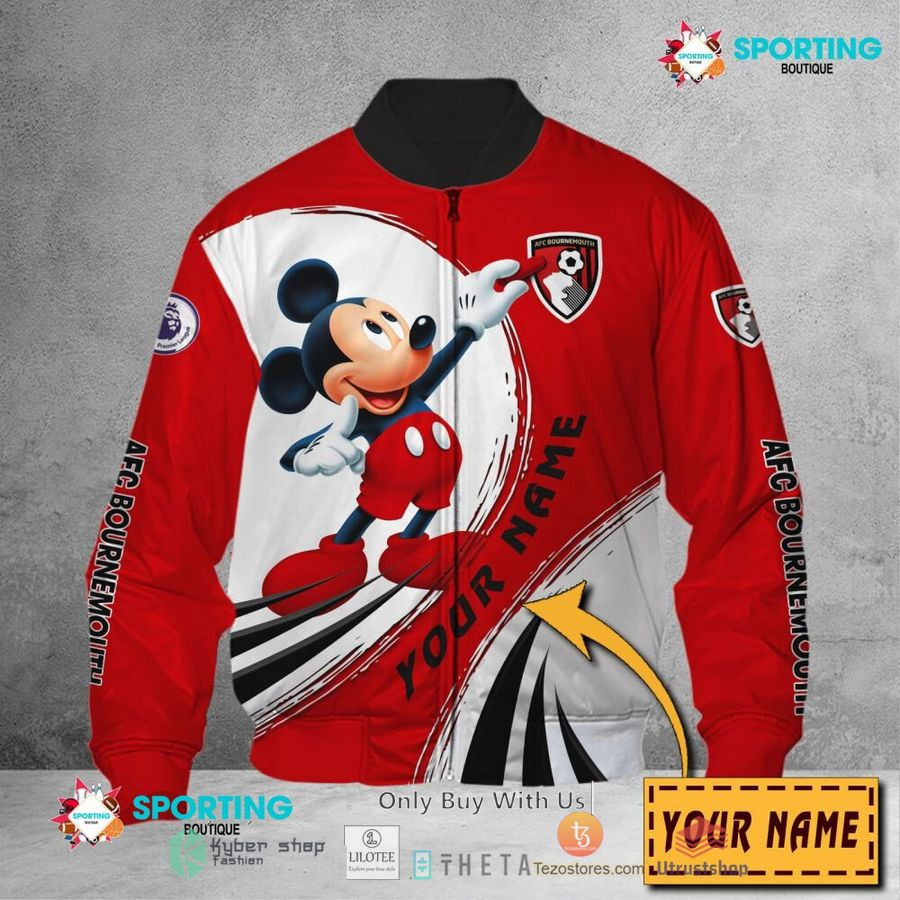 AFC Bournemouth Custom Name Mickey Bomber Jacket - Bluefink