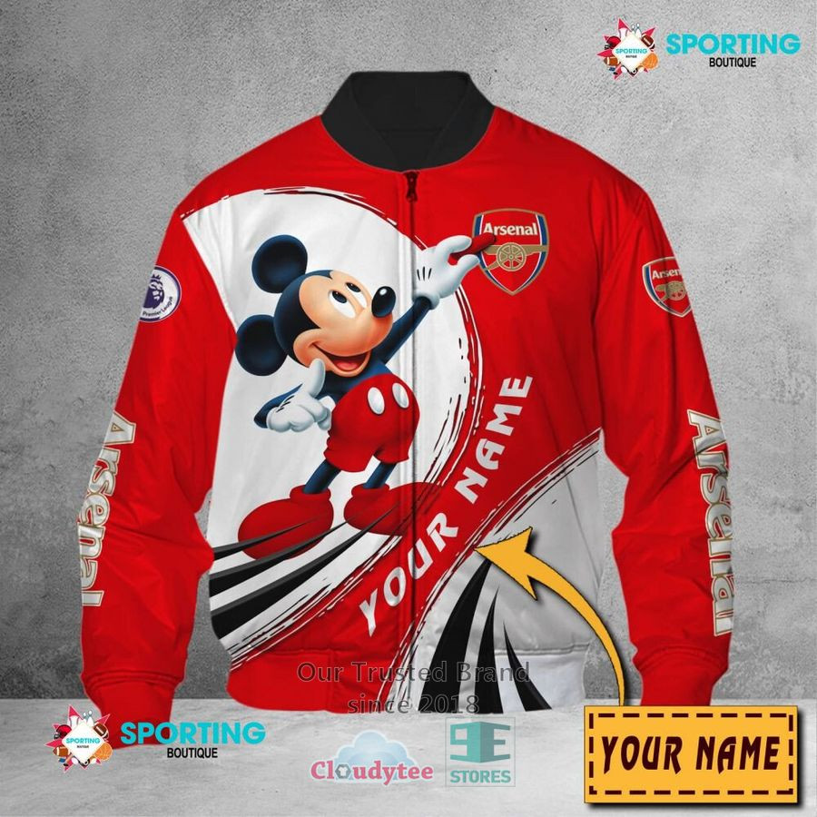 Arsenal FC Custom Name Mickey Mouse Bomber Jacket - Bluefink