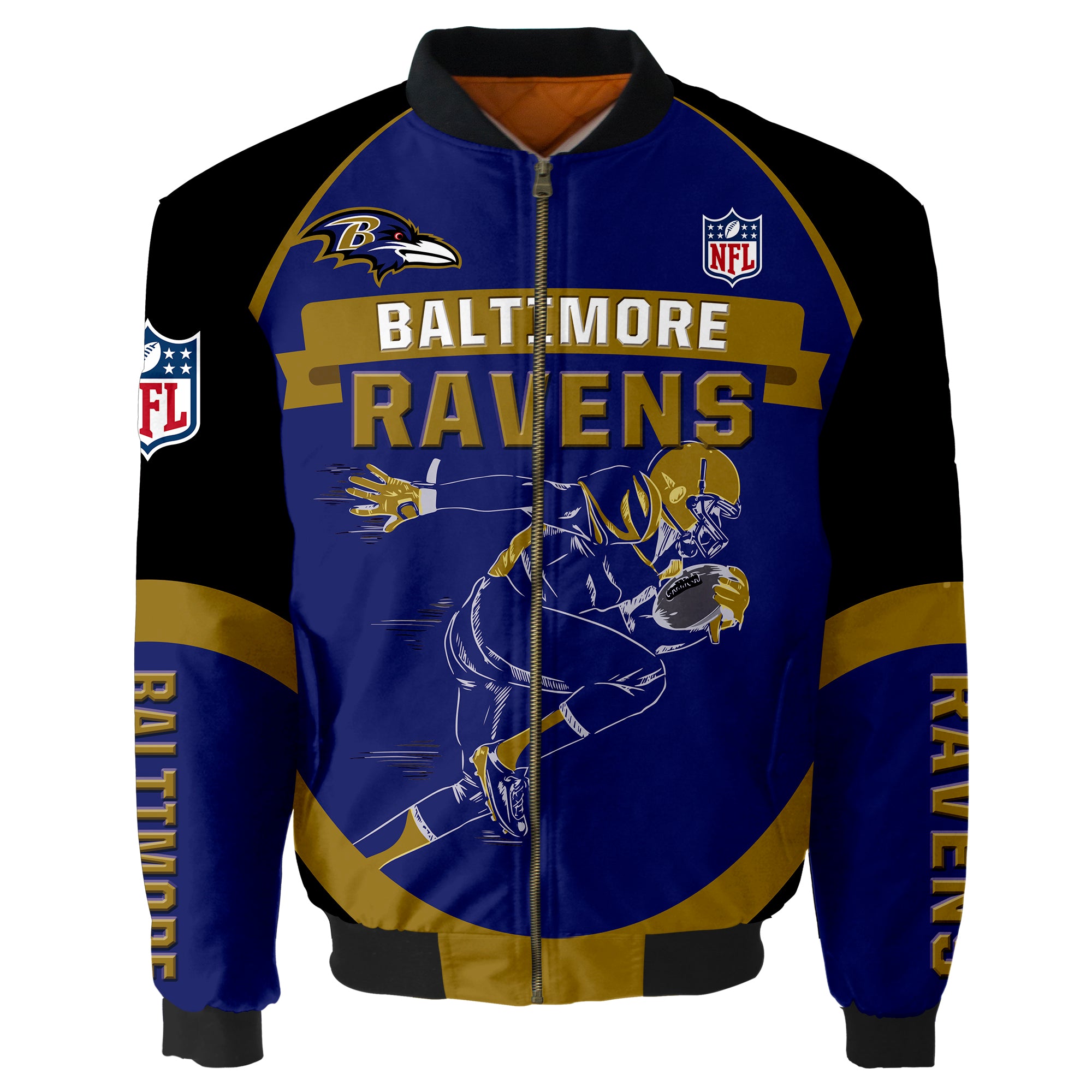 Baltimore Ravens Bomber Jacket Graphic Player Running - Bluefink