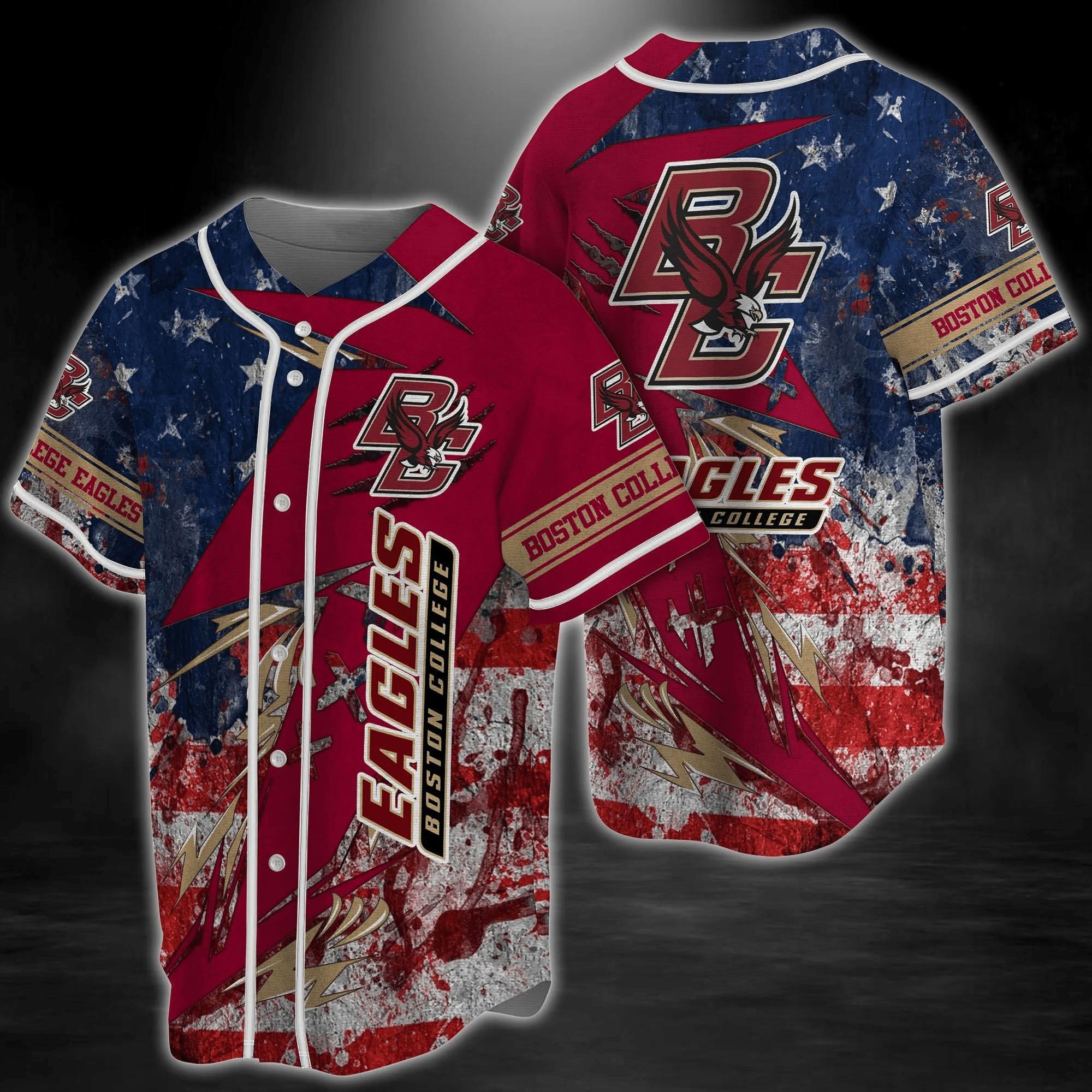 Boston College Eagles NCAA Baseball Jersey Shirt US Flag - Bluefink