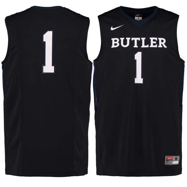 Butler Bulldogs #1 Black Basketball Jersey - Bluefink