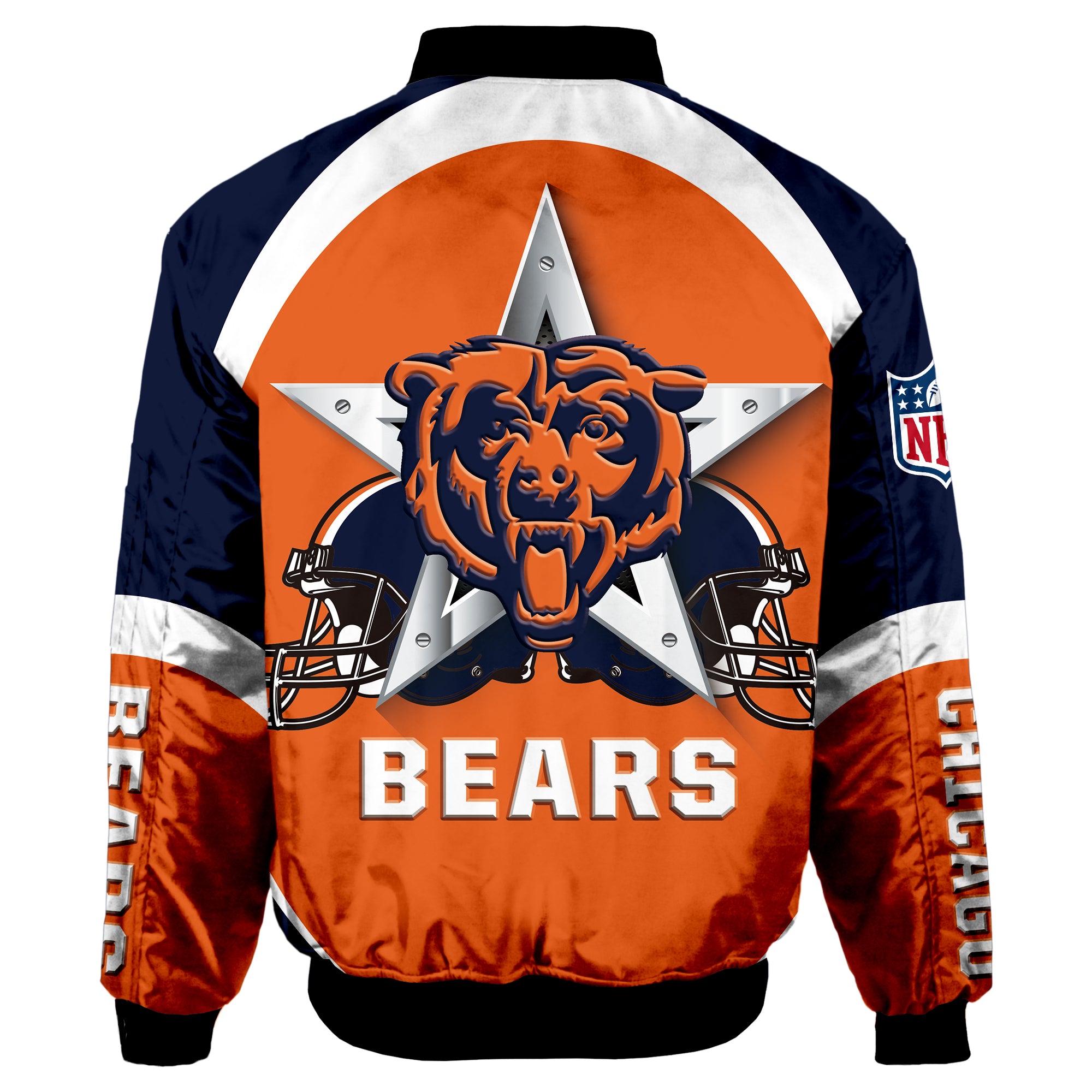 Chicago Bears Bomber Jacket Graphic Player Running - Bluefink