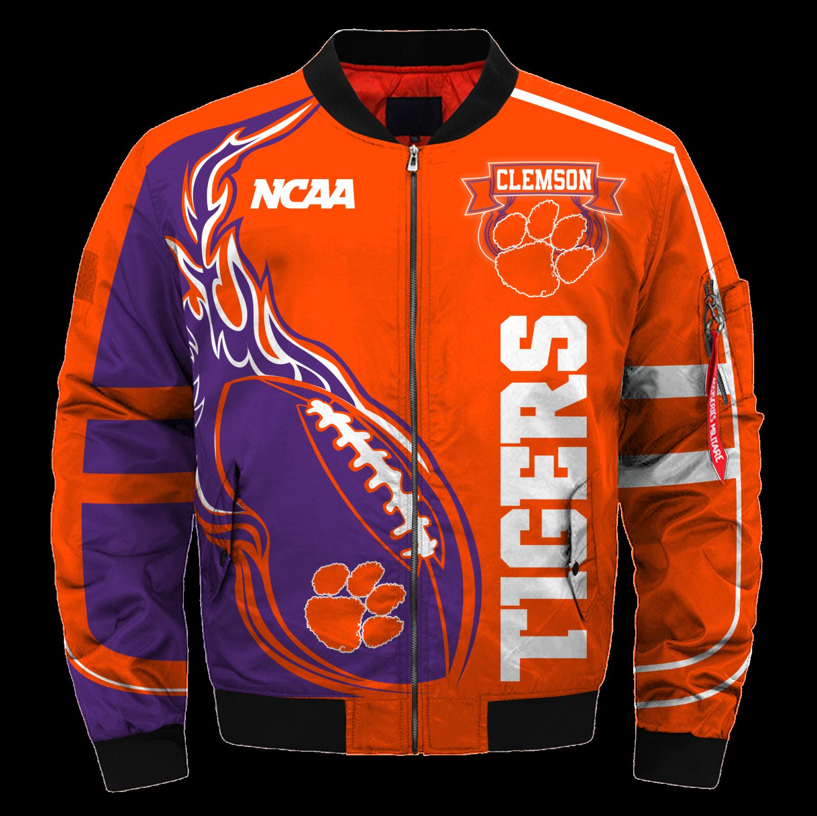 Clemson Tigers Jacket 3D Printed Fire Ball - Bluefink