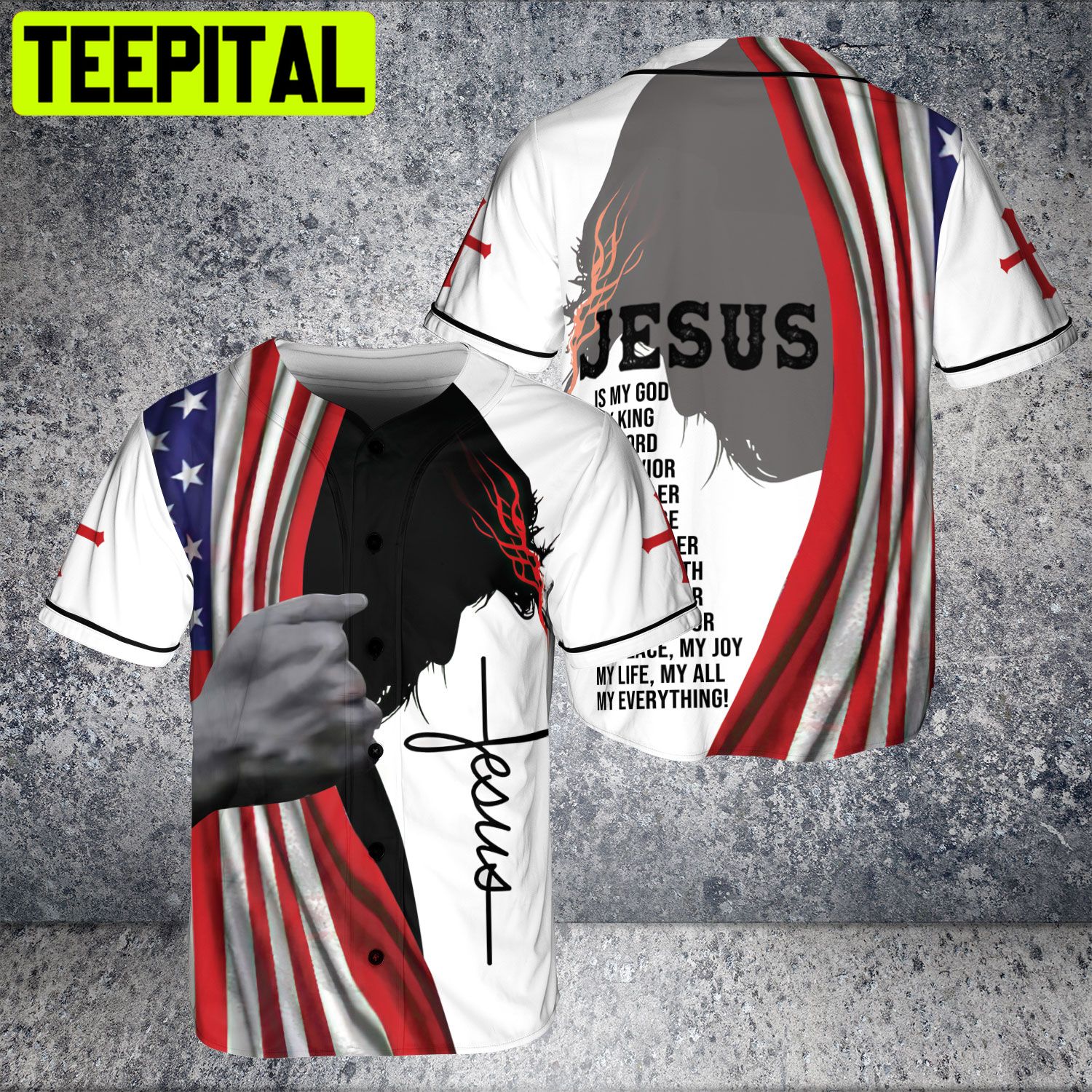 Custom Name Jesus Is My God My Savior Hands American Flag Christian 3D ...