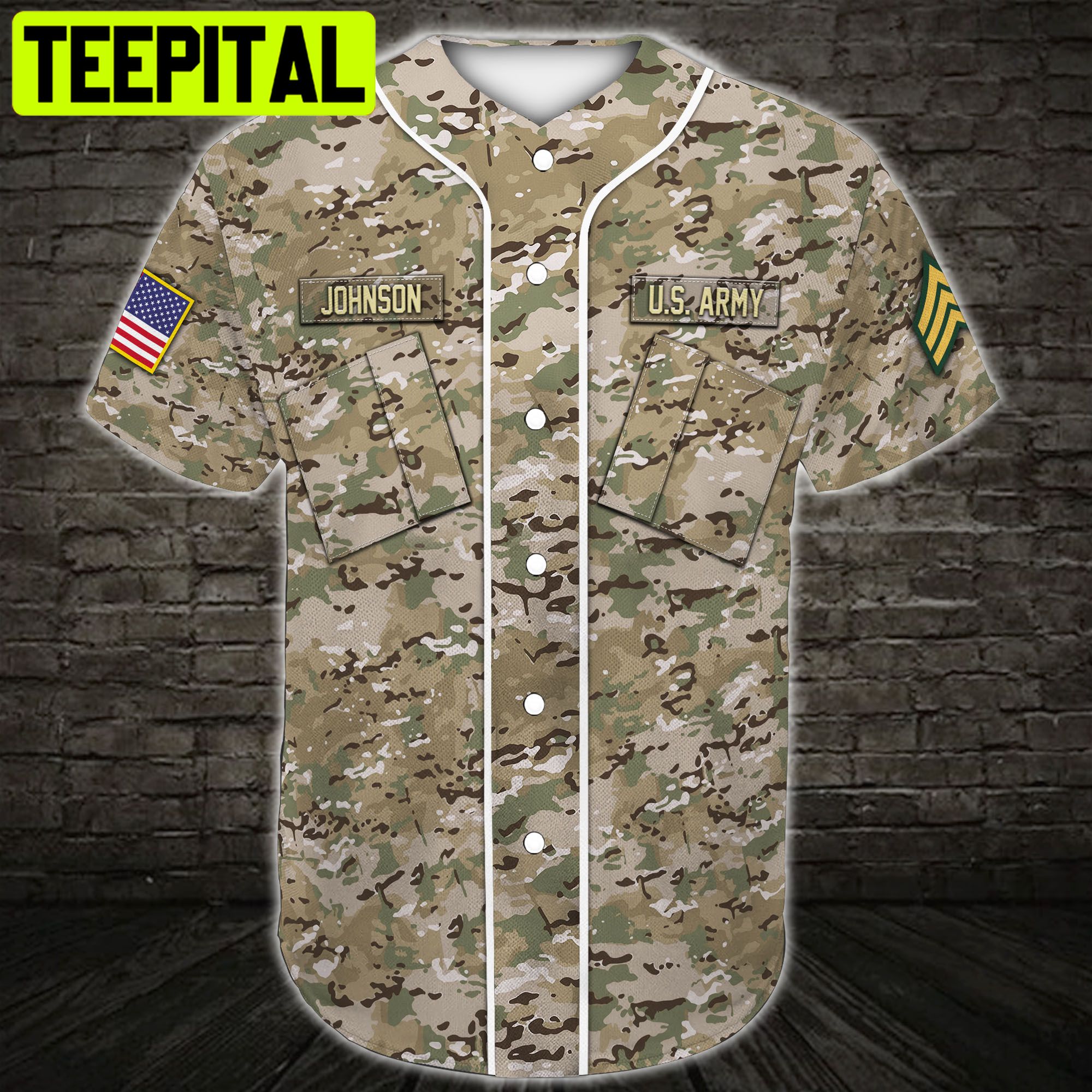 Custom US Army Baseball Jersey US Army Veteran Army Rank - Bluefink