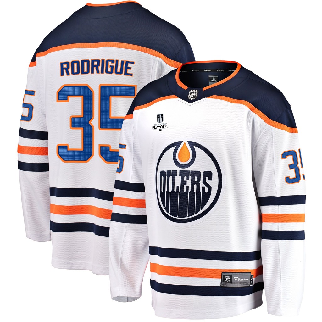 Edmonton Oilers Olivier Rodrigue 35 Away 2022 Stanley Cup Playoffs ...