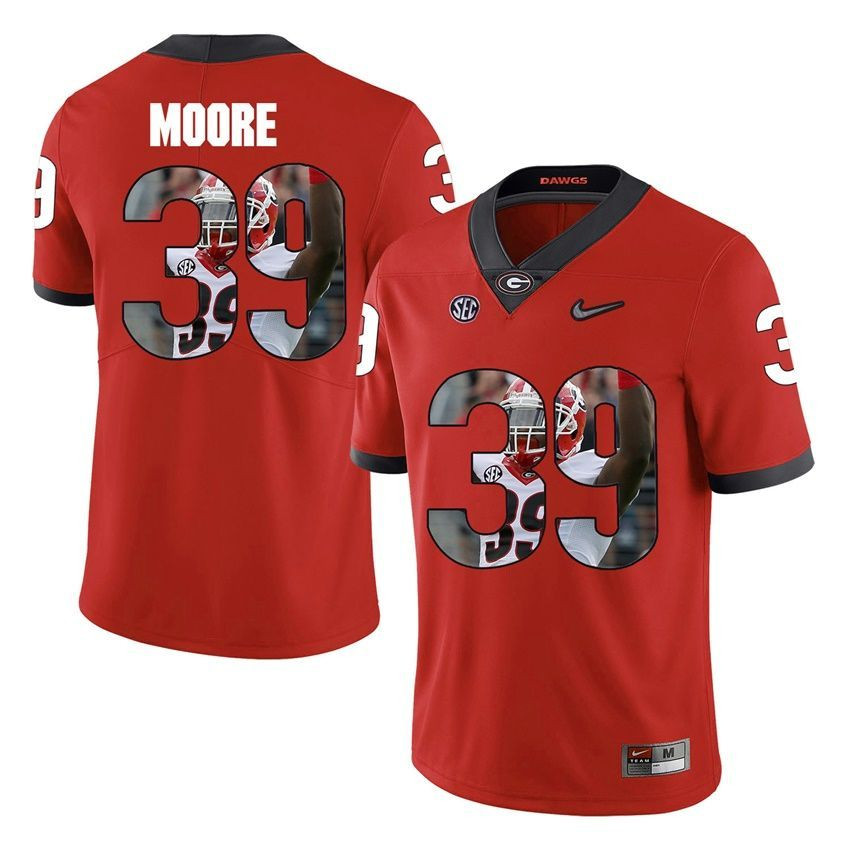 Georgia Bulldogs Red Corey Moore College Football Portrait Jersey ...