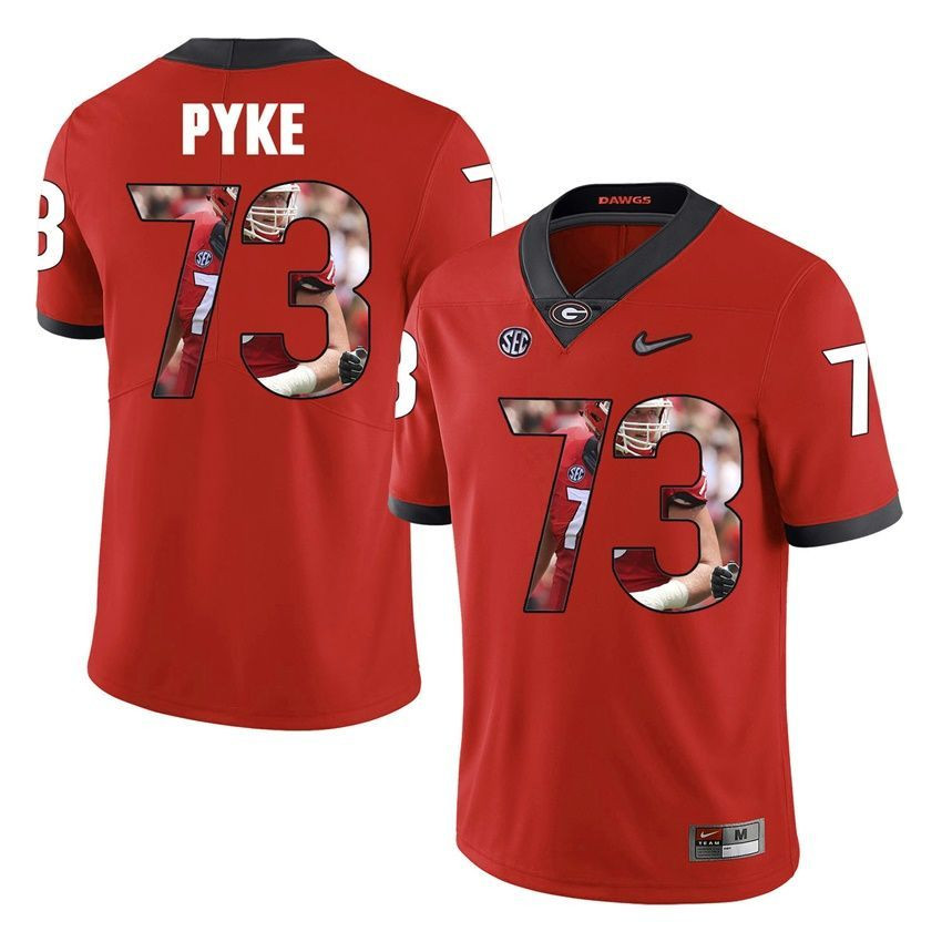 Georgia Bulldogs Red Greg Pyke College Football Portrait Jersey - Bluefink