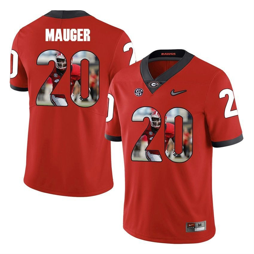 Georgia Bulldogs Red Quincy Mauger College Football Portrait Jersey ...
