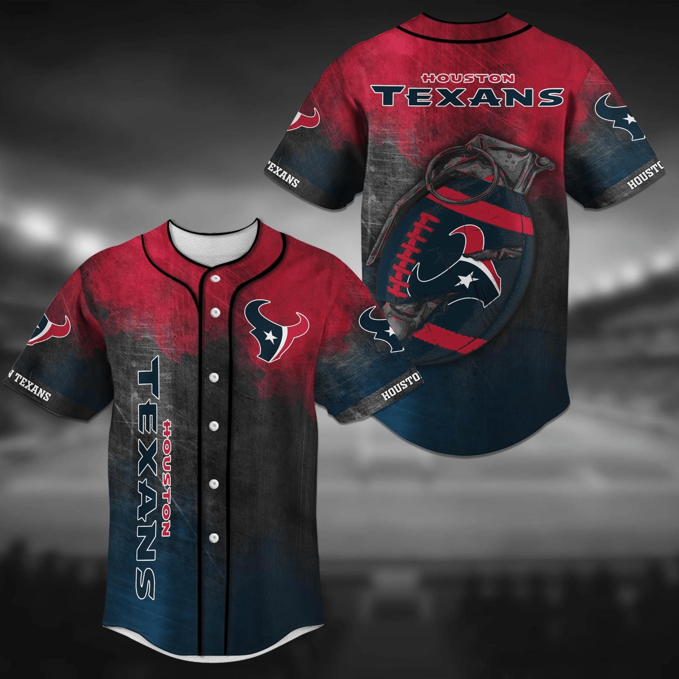 Houston Texans NFL Baseball Jersey Shirt - Perfect for Fans - Bluefink
