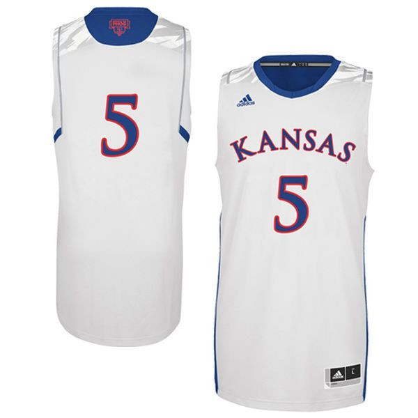 Kansas Jayhawks #5 White Basketball Jersey - Bluefink