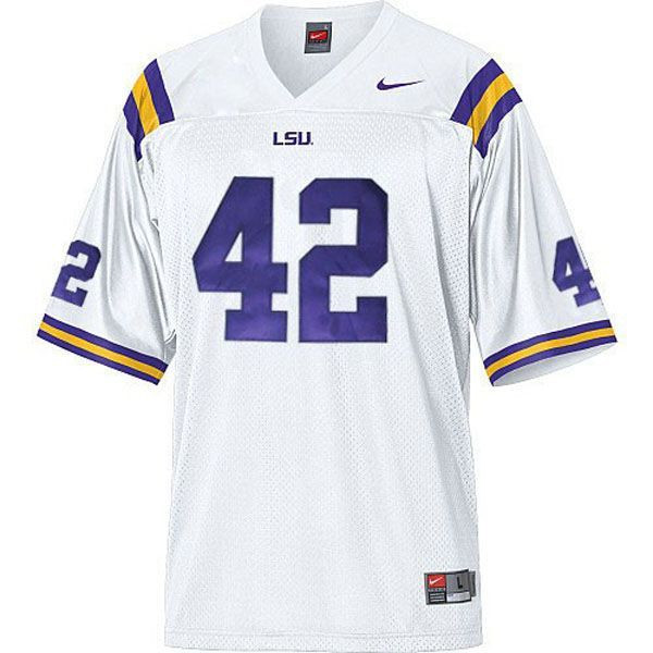 LSU Tigers #42 Michael Ford White Football Jersey - Bluefink