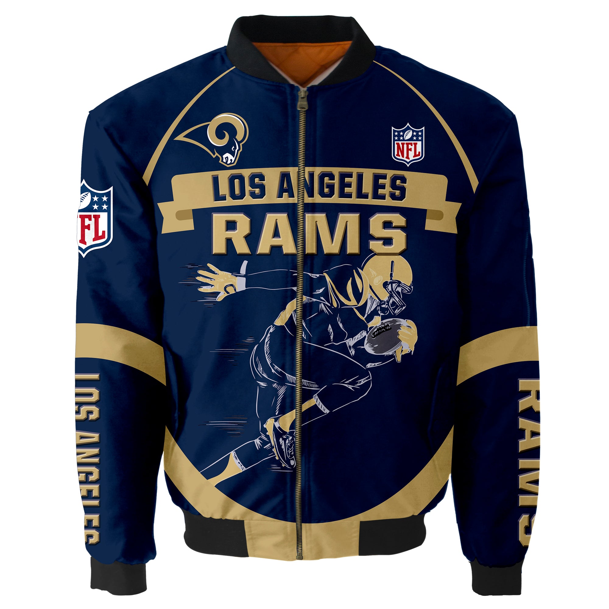 Los Angeles Rams Bomber Jacket Graphic Player Running - Bluefink