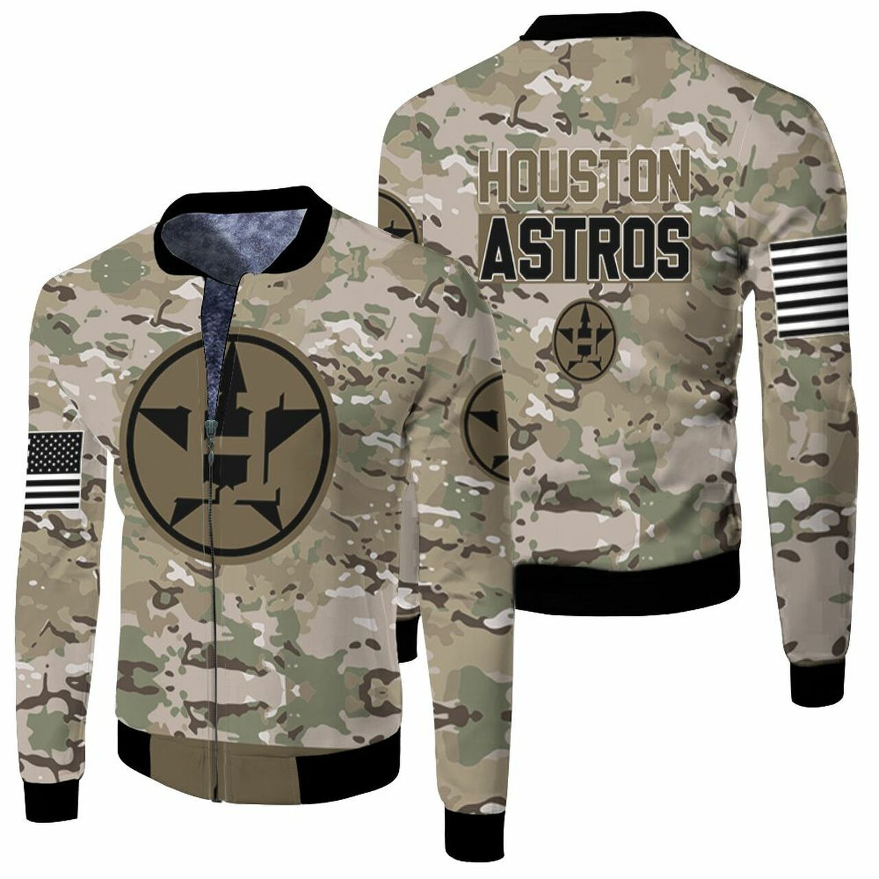 MLB Houston Astros Camo Bomber Jacket - Bluefink