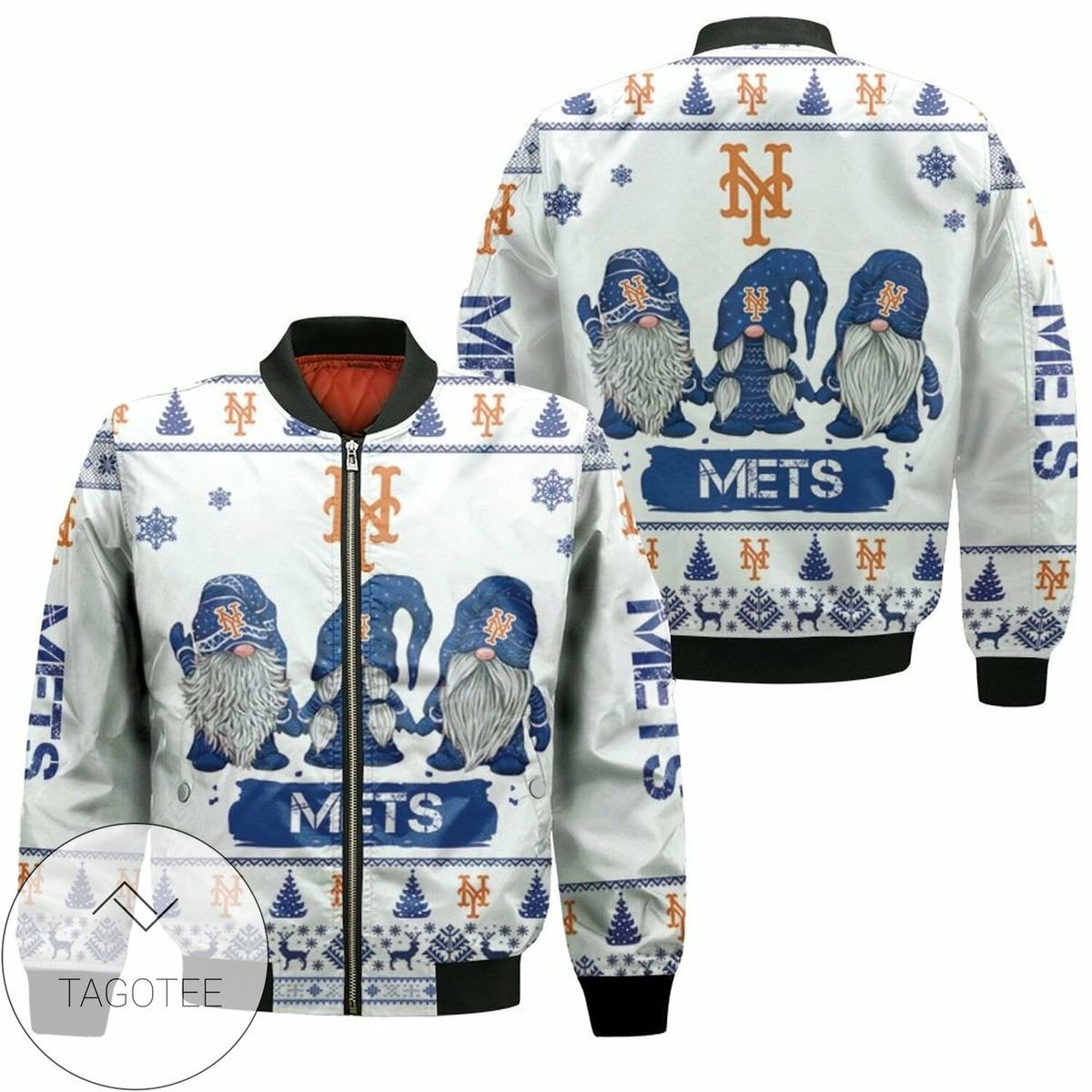 MLB New York Mets Christmas Gnomes Bomber Jacket - Bluefink