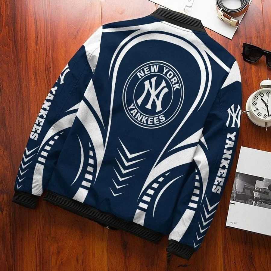MLB New York Yankees Blue White Bomber Jacket - Bluefink