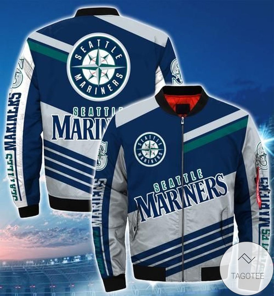MLB Seattle Mariners Navy Bomber Jacket - Bluefink