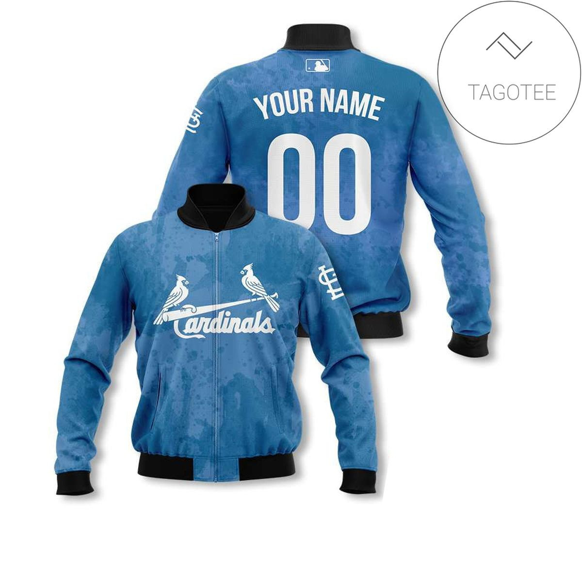 MLB St. Louis Cardinals Custom Name Number Blue Bomber Jacket - Bluefink