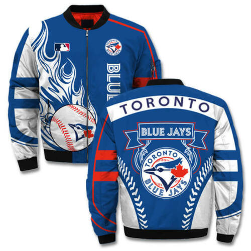 MLB Toronto Blue Jays Blue White Bomber Jacket - Bluefink