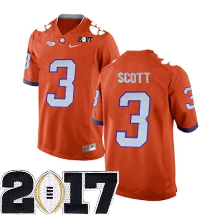 Male Clemson Tigers #3 Artavis Scott Orange College Football Jersey ...