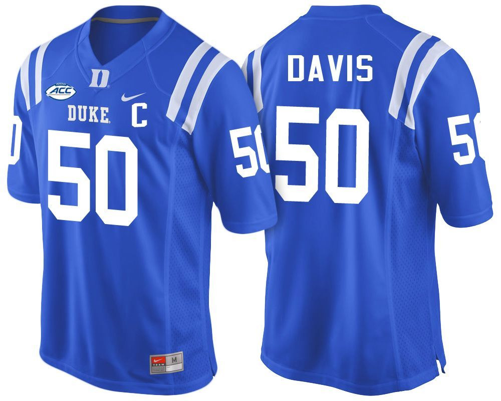 Male Duke Blue Devils Royal Austin Davis NCAA Football Jersey - Bluefink