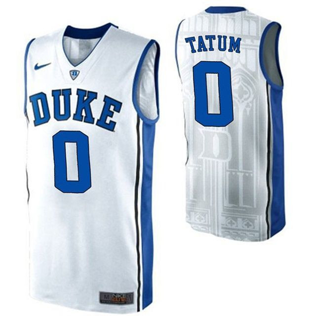 Male Duke Blue Devils White Jayson Tatum College Basketball Jersey ...