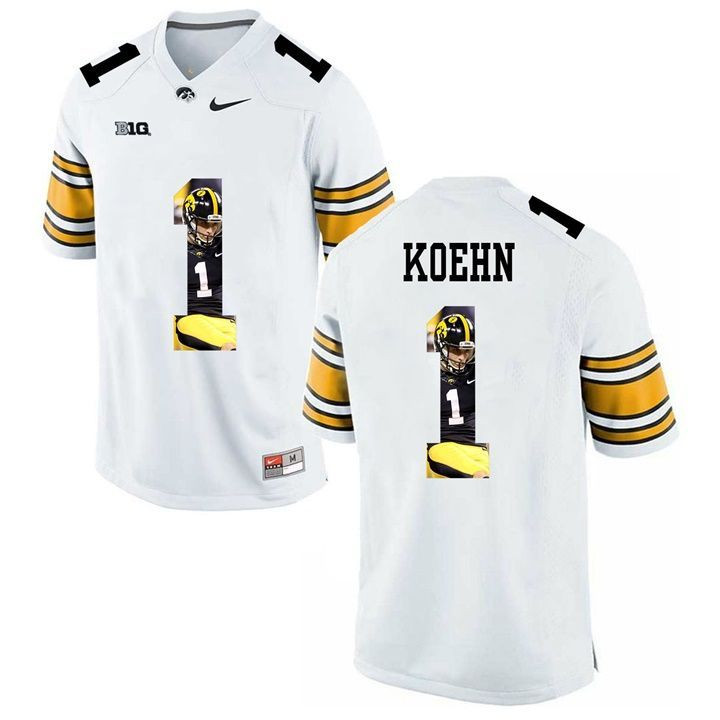 Male Iowa Hawkeyes White Marshall Koehn College Football Jersey - Bluefink