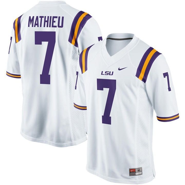 Male LSU Tigers White Tyrann Mathieu Alumni Football Performance Jersey ...