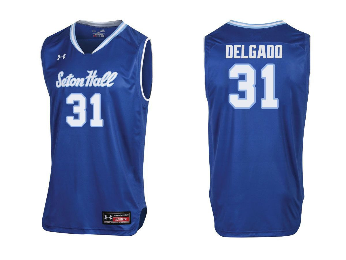 Male Seton Hall Pirates Blue Angel Delgado College Basketball Jersey ...