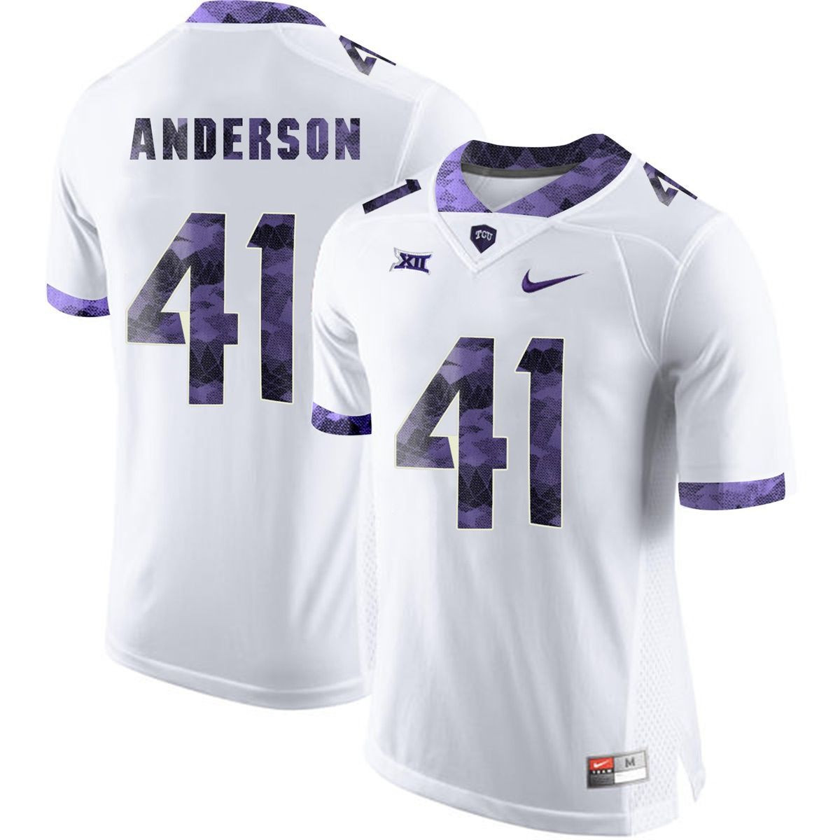 Male TCU Horned Frogs White Jonathan Anderson College Football Jersey ...