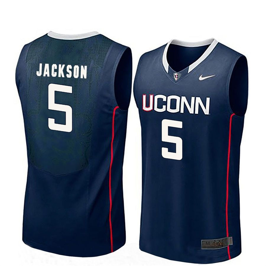 Male UConn Huskies Navy Vance Jackson College Basketball Jersey - Bluefink