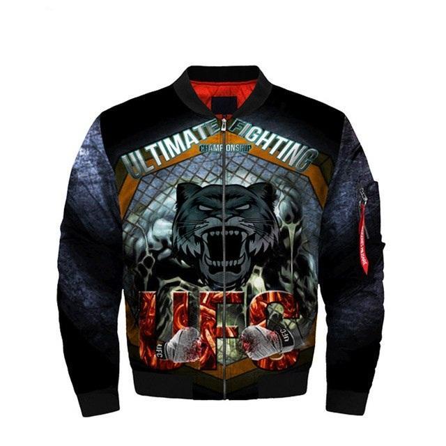 Men UFC Jackets UFC MMA Fighting Fierce Tiger Bomber Jacket Streetwear ...