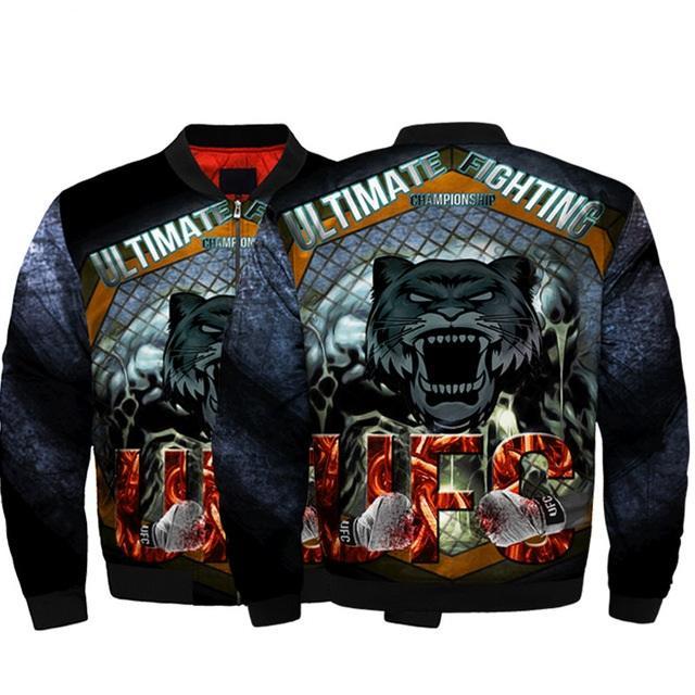 Men UFC Jackets UFC MMA Fighting Fierce Tiger Bomber Jacket Streetwear ...