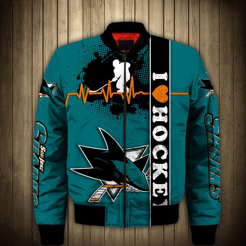Men's San Jose Sharks Bomber Jacket - Bluefink