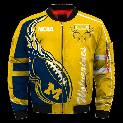 Michigan Wolverines Jacket 3D Printed Fire Ball - Bluefink