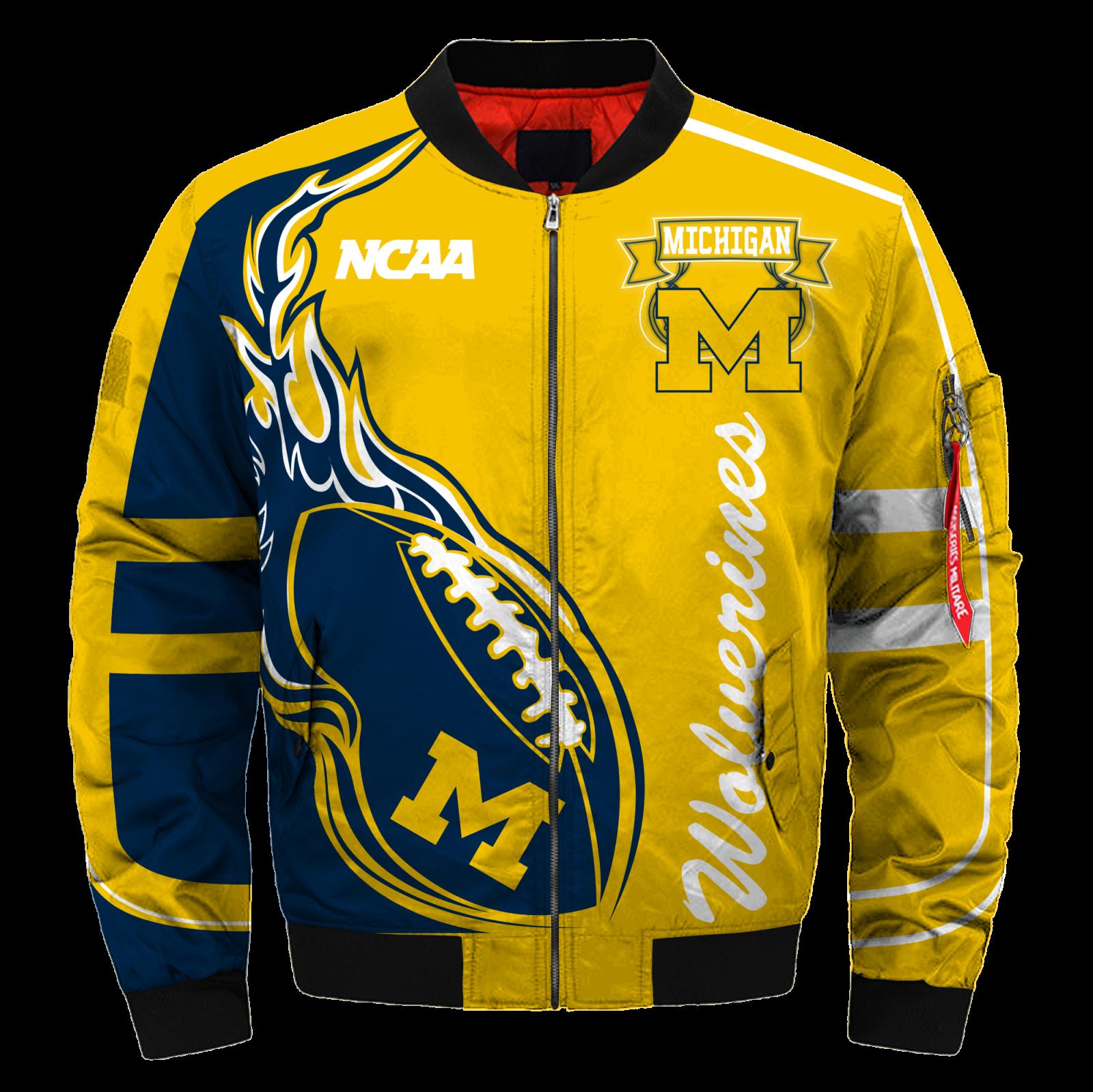 Michigan Wolverines Jacket 3D Printed Fire Ball - Bluefink