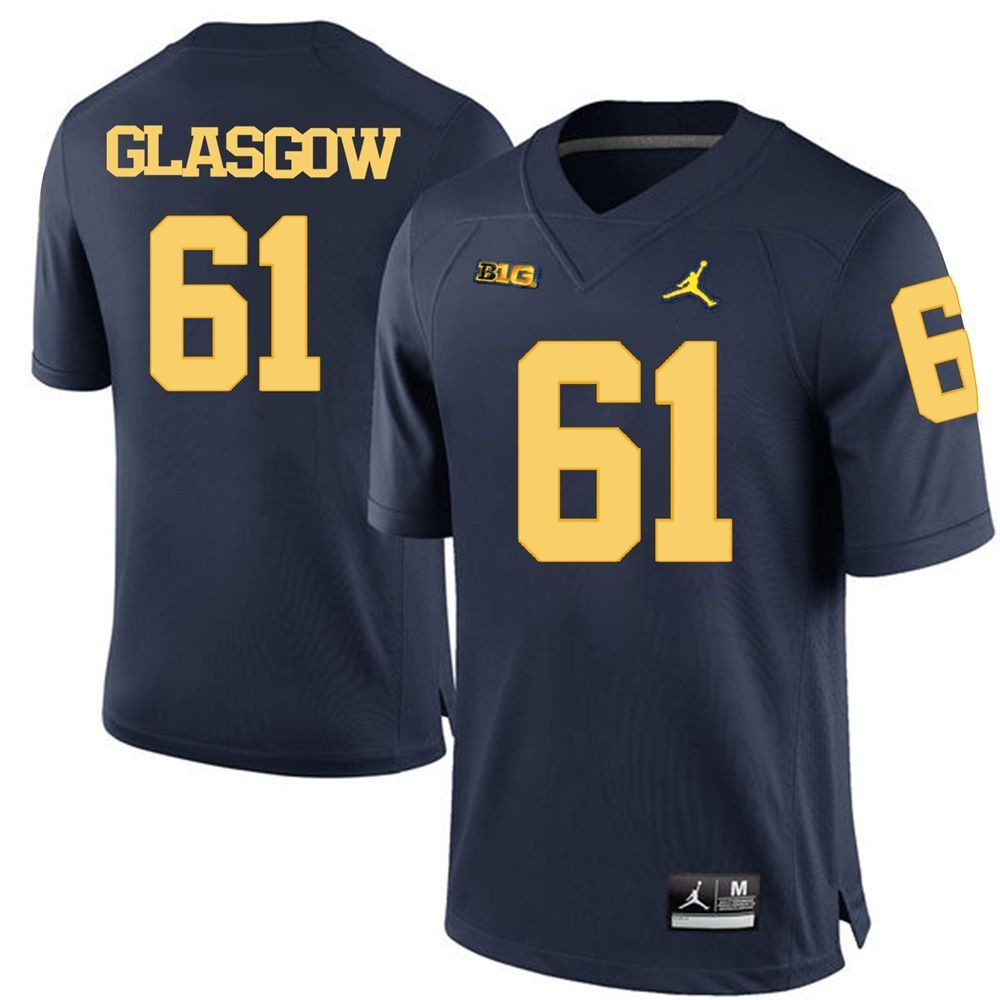 Michigan Wolverines Navy Blue Graham Glasgow Football Jersey - Bluefink