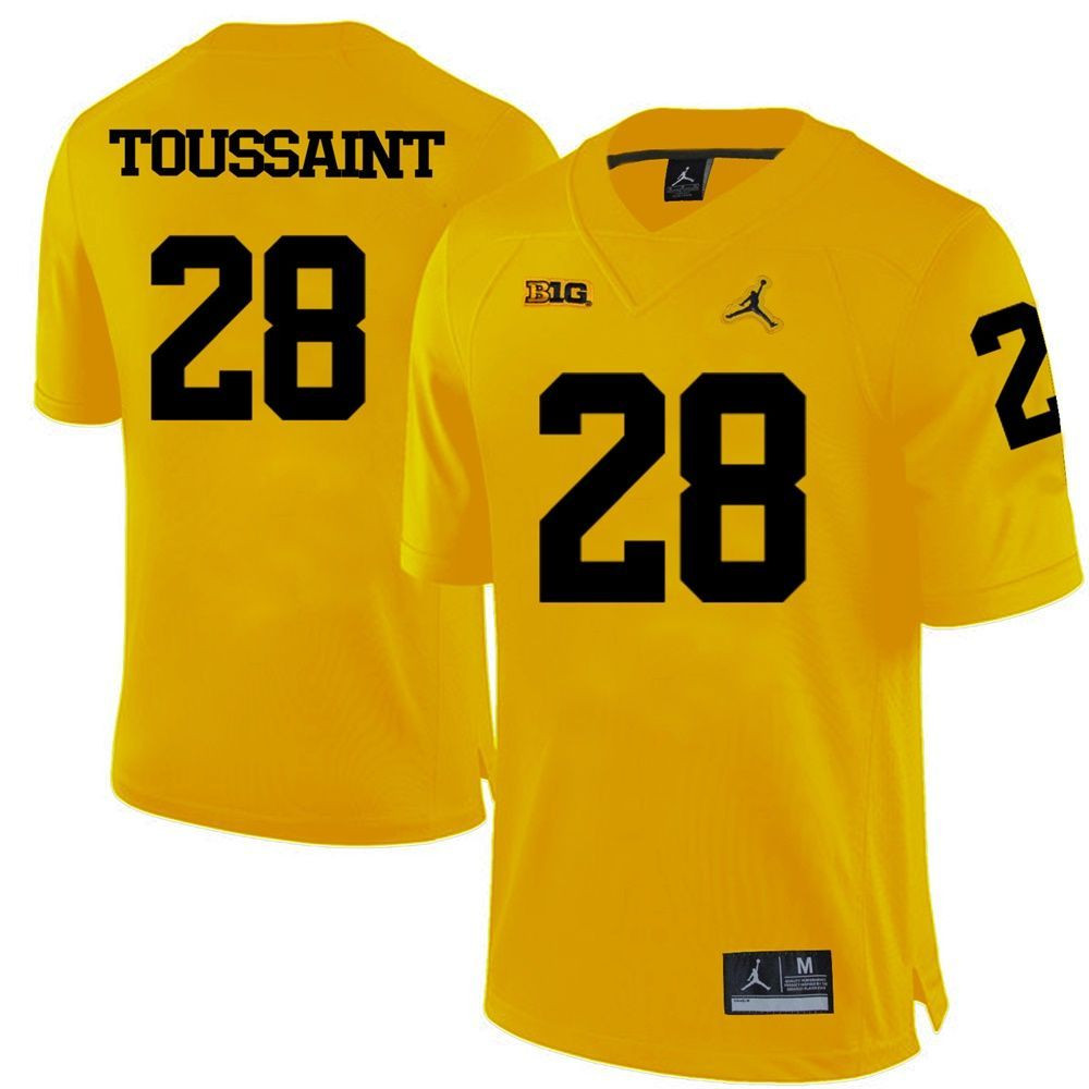 Michigan Wolverines Yellow Fitzgerald Toussaint Football Jersey - Bluefink