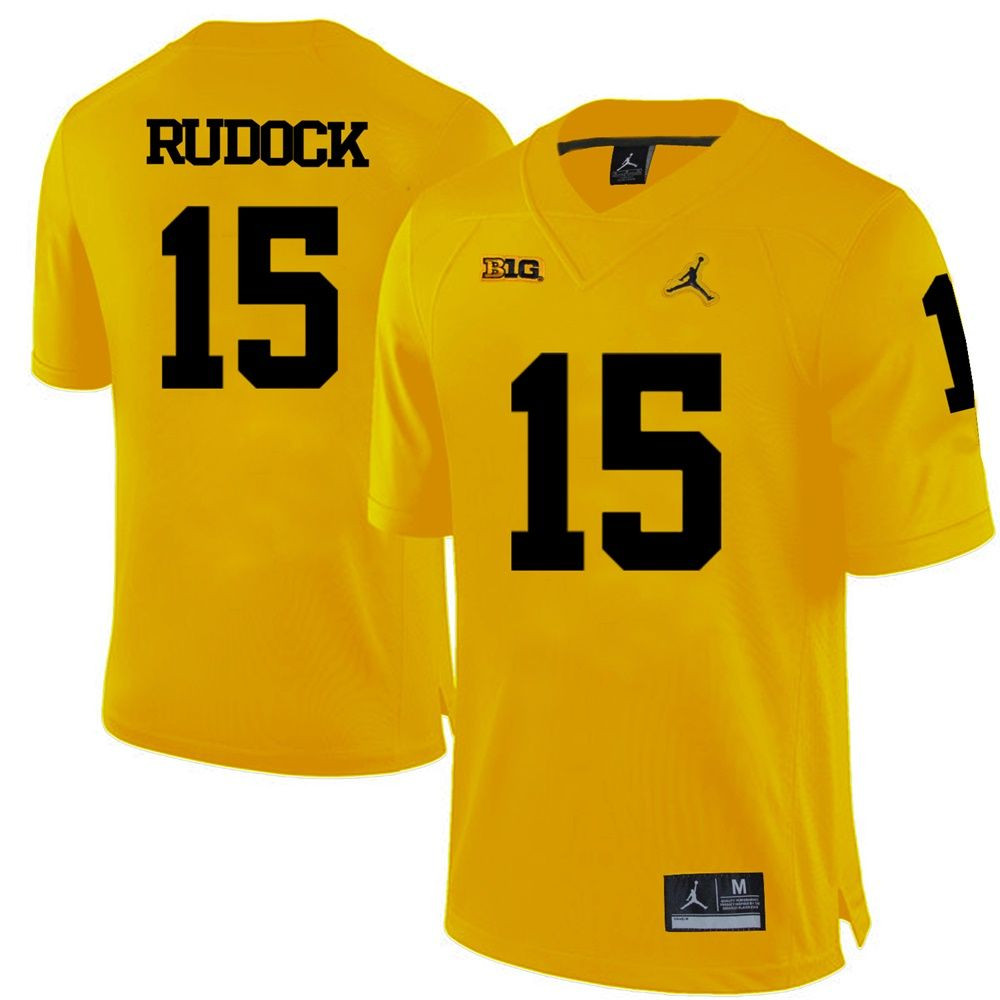 Michigan Wolverines Yellow Jake Rudock Football Jersey - Bluefink